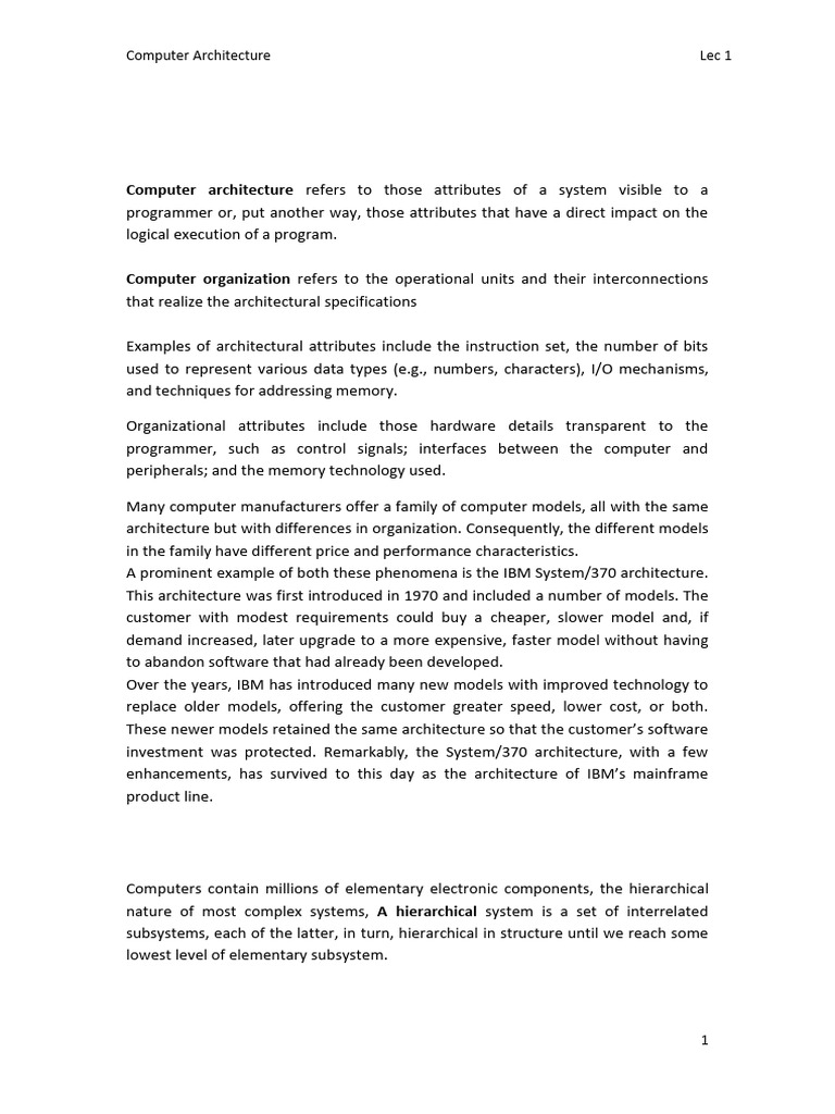 COA_lec1 | PDF | Central Processing Unit | Input/Output
