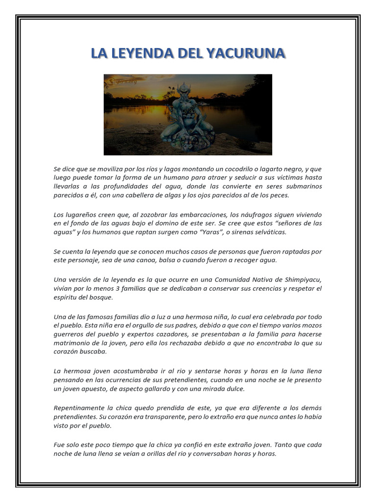 La Leyenda del Yacuruna | PDF