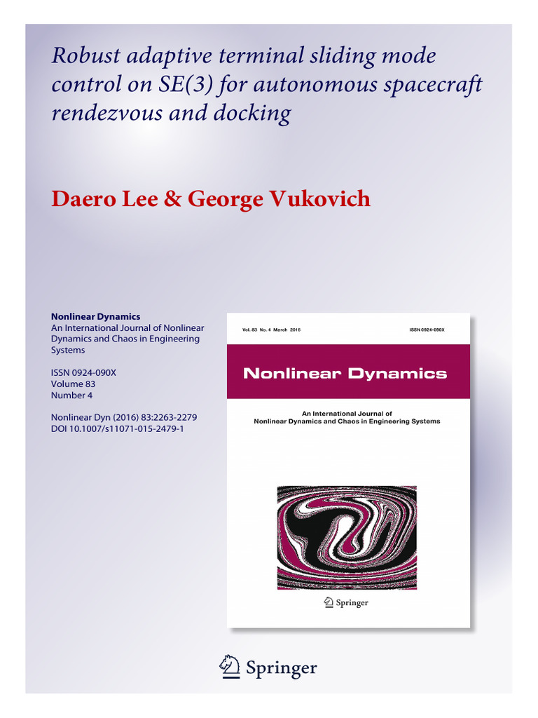 Robust Adaptive Terminal Sliding Mode Control On SE | PDF | Lie Algebra | Docking And Berthing ...