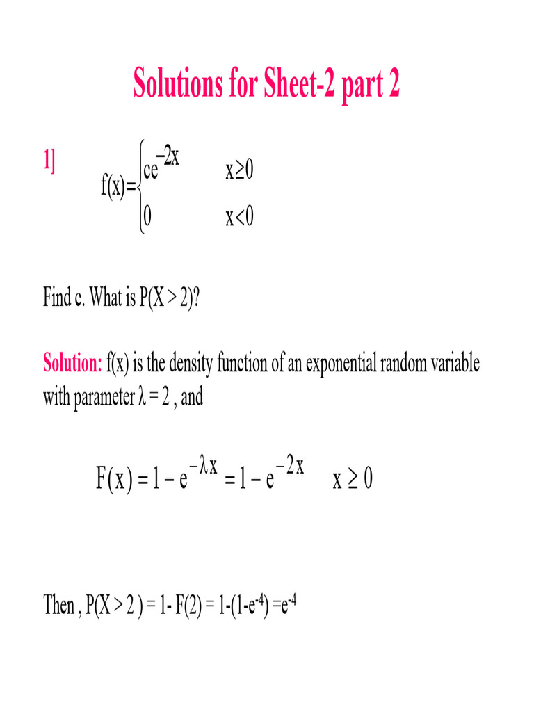 Exponential Random Variable Solutions | PDF | Statistical Theory ...