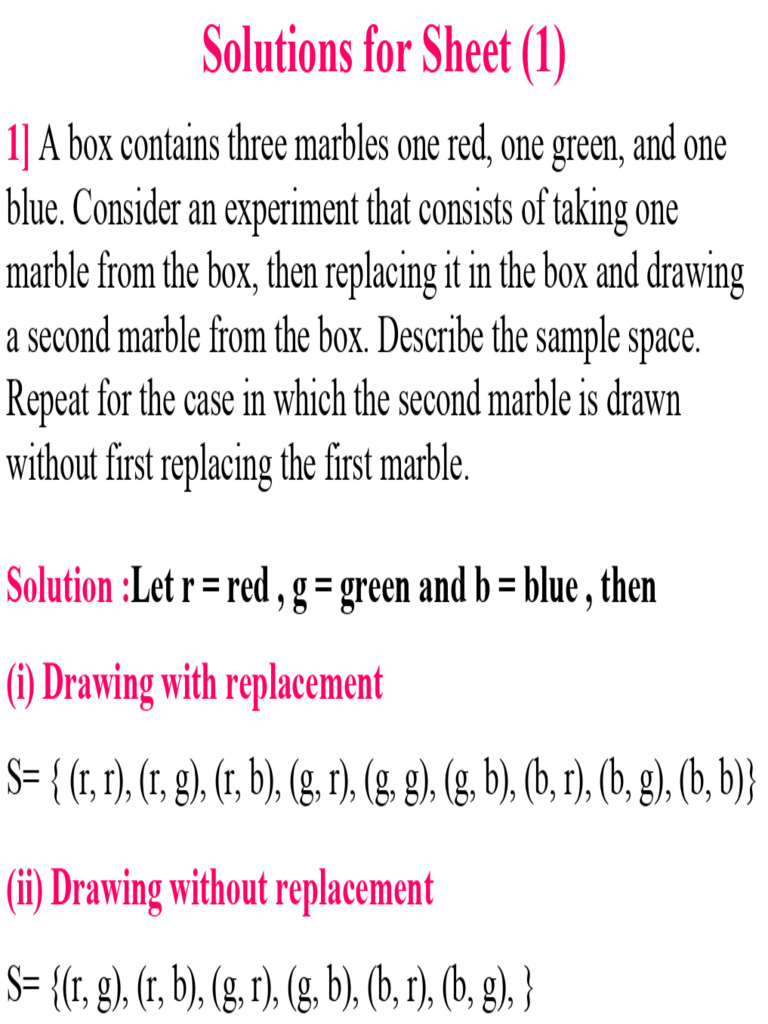 Solutions to Sheet 1-part 1 | PDF | Probability | Applied Mathematics