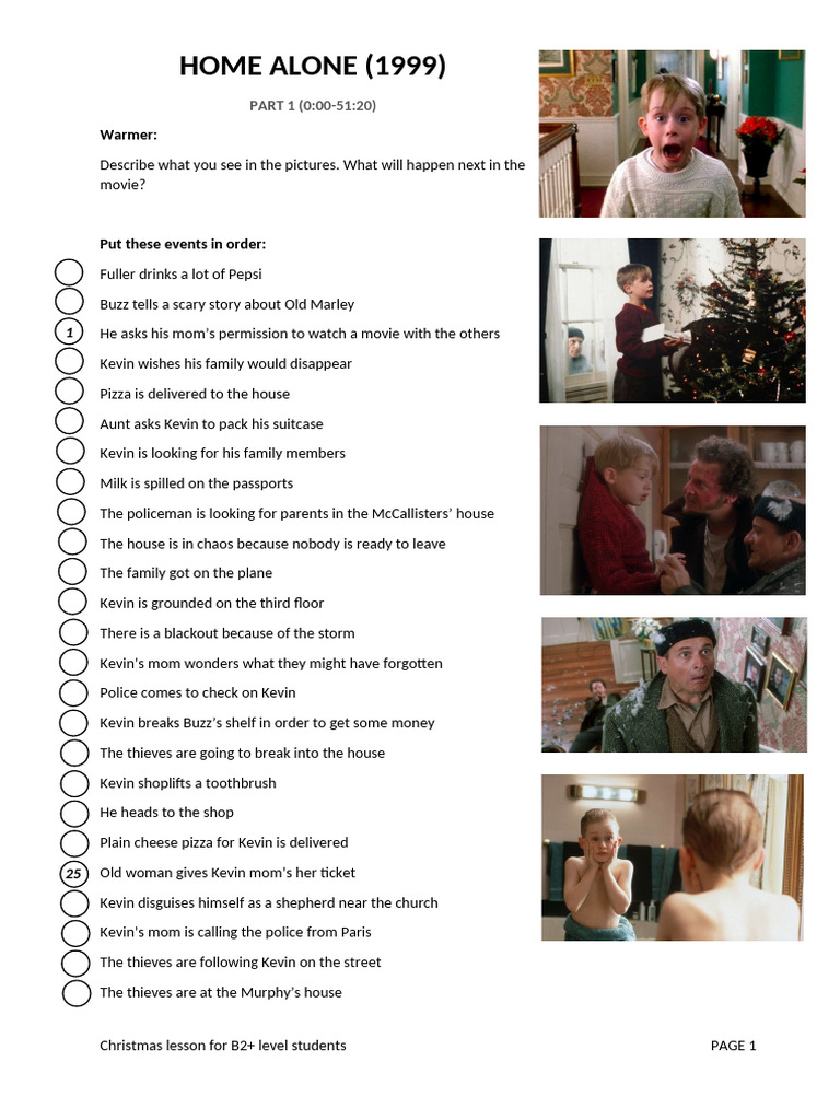 Home Alone Handout High Levels | PDF