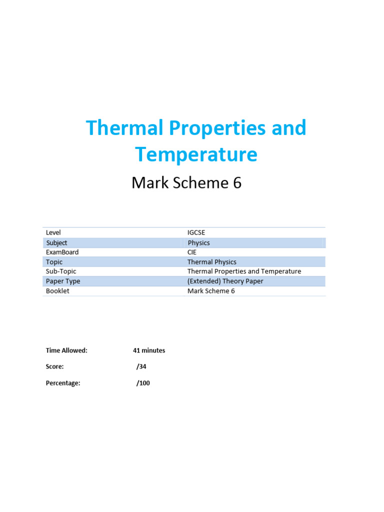 22.6 Thermal Properties and Temperature CIE IGCSE Physics Ext Theory Ms ...