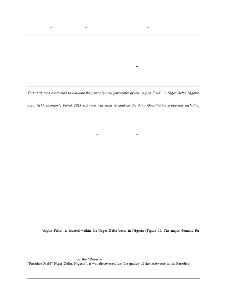 Nigerian Well Log Interpretation Petrel 2013 SLB Paper | PDF ...
