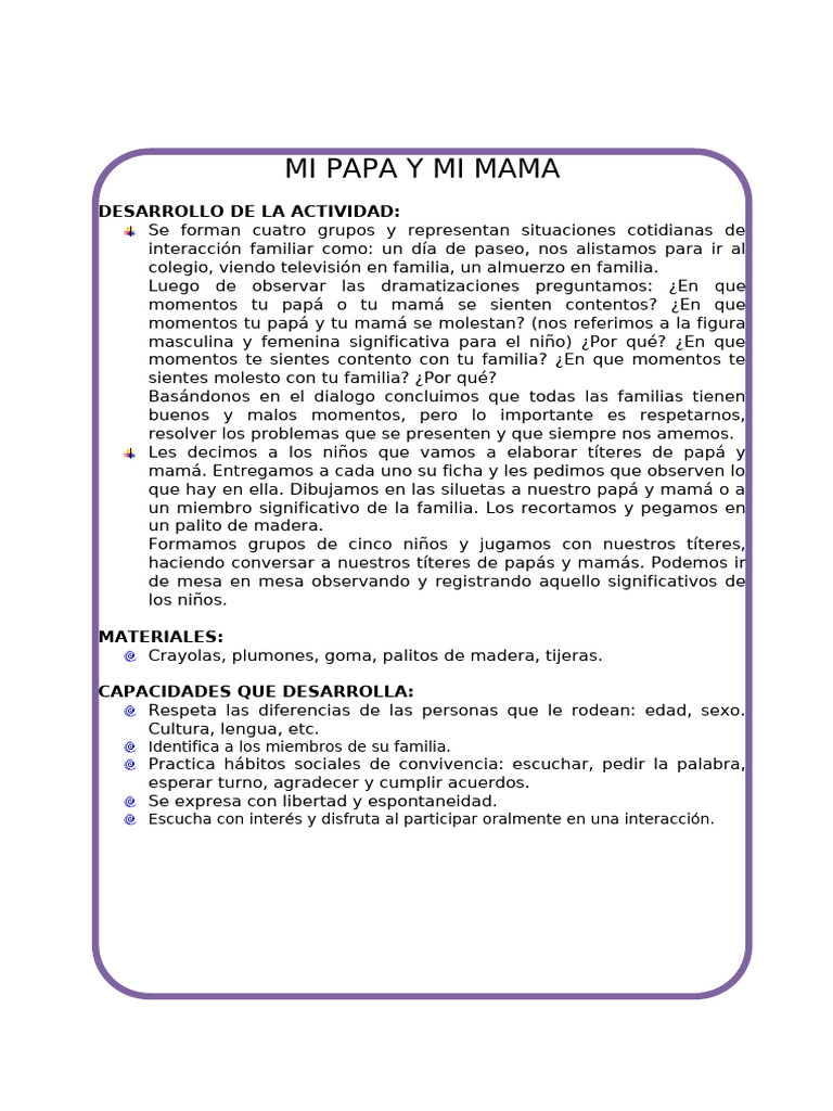 Cuento Mi Papa y Mi Mama | PDF