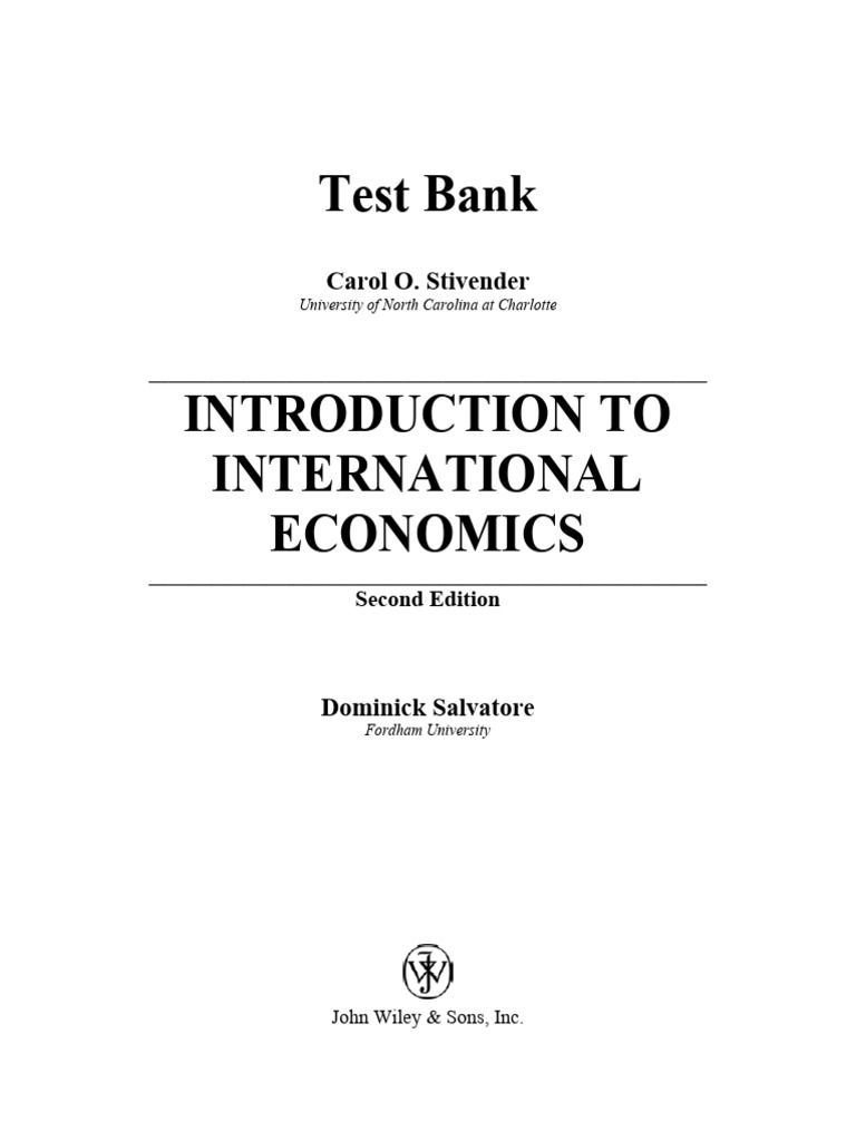 Test Bank for International Economics | PDF | Balance Of Payments ...