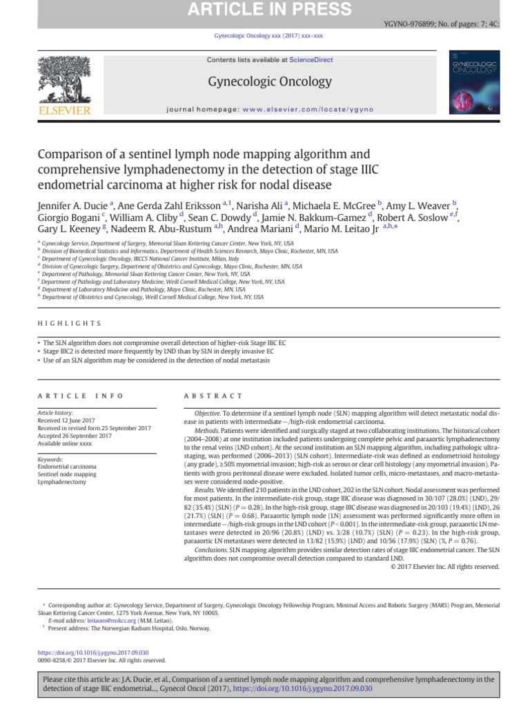 Comparison Of A Sentinel Lymph Node Mapping Algorithm And Comprehensive 4533