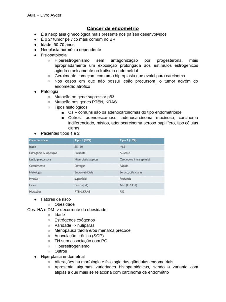 Onco-Cancer de Endométrio | PDF | Especialidades médicas | Medicina Clínica