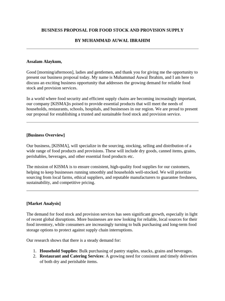BUSINESS PROPOSAL by Auwal | PDF | Grocery Store | Marketing