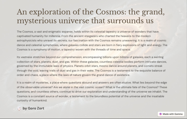 Cosmos Document | PDF