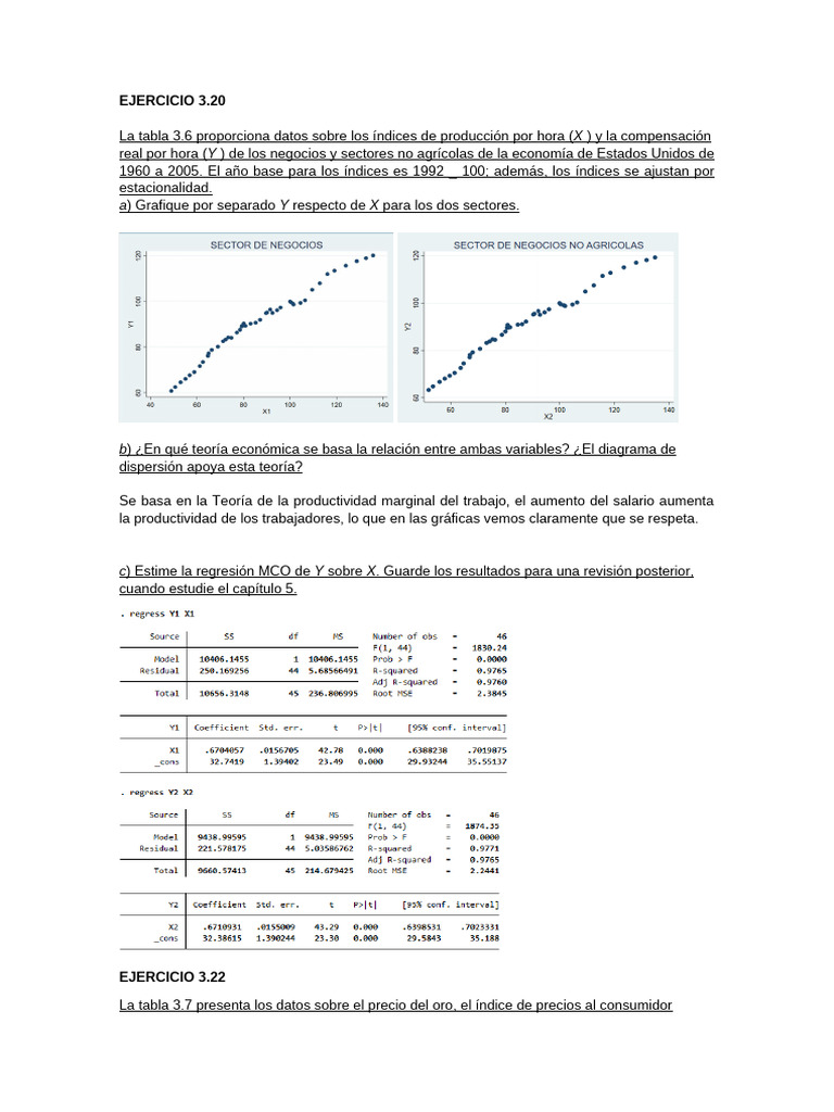 Ejercicios Gujarati Capitulo 3 | PDF | Inflación | Producto Interno Bruto