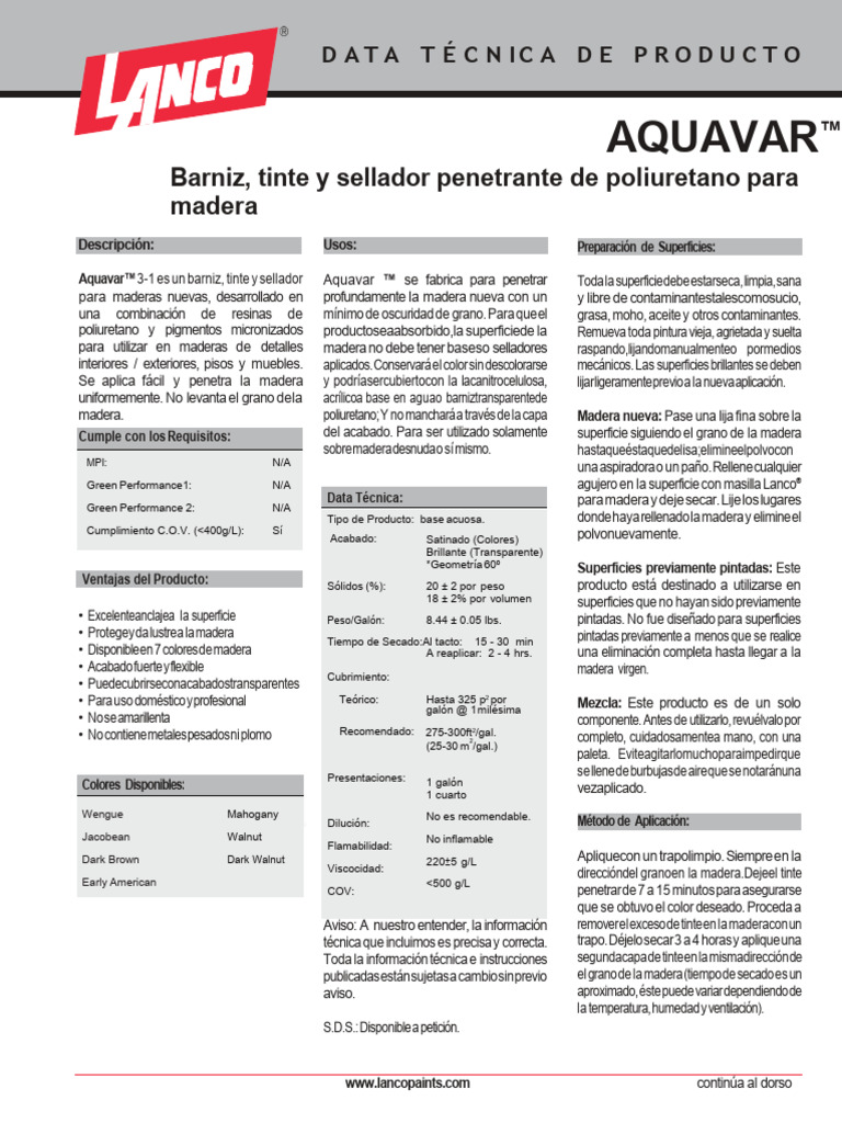 Aquavar Tds Espanol 2.0 | PDF | Madera