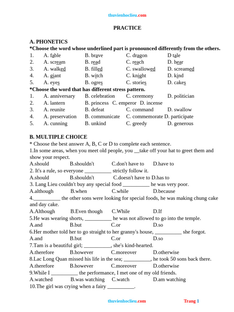 Phonetics and Grammar Practice Exercises | PDF
