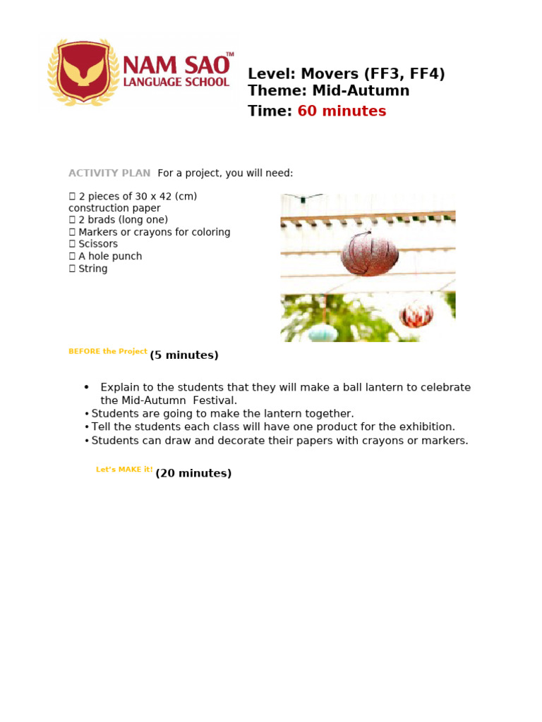 Movers - Activity Plan | PDF