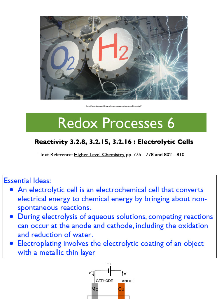 Redox 6 Electrolysis (2024) | PDF | Anode | Redox