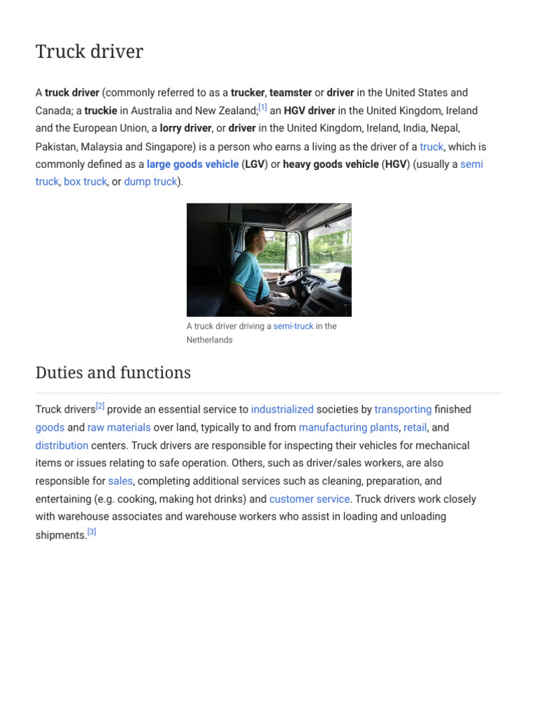Overview of Truck Driver Roles | PDF | Truck Driver | Traffic Collision