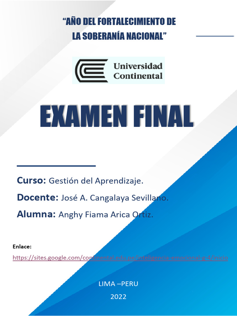 EXAMEN FINAL GESTION DEL APRENDIZAJE | PDF