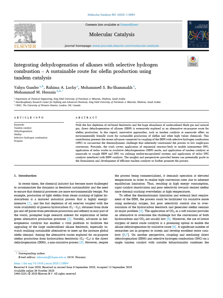 oleflex | PDF | Catalysis | Zeolite
