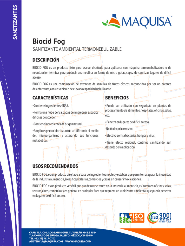 Biocid Fog | PDF | Agua | Administración de Seguridad y Salud Ocupacional