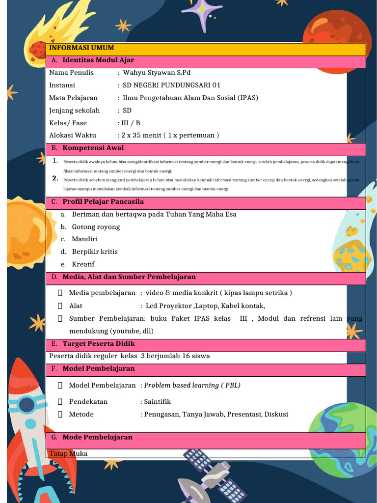 MODUL AJAR Wahyu (UKIN) PPG 2024 | PDF