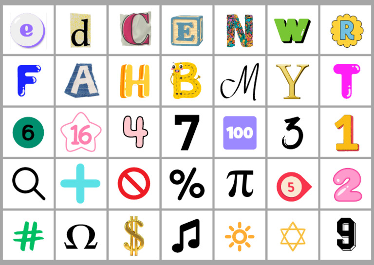 Letras, símbolos e números | PDF