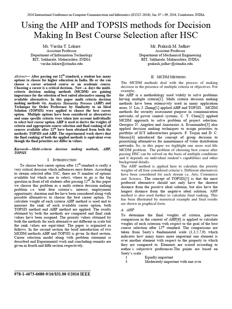 Ahp Topsis | PDF | Matrix (Mathematics)