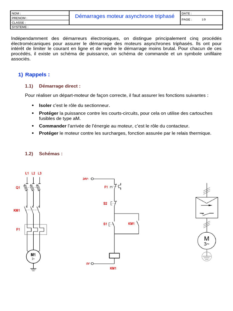 Démarrage des moteurs asynchrones triphasés | PDF | Composants ...