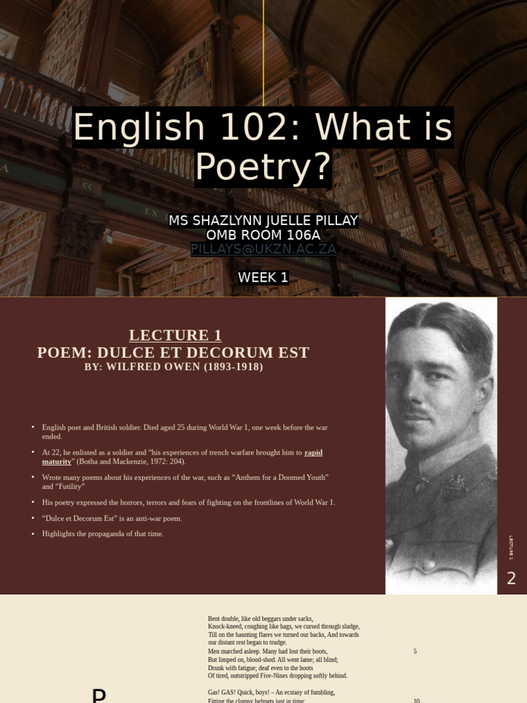 English 102 - Poetry Week 1 | PDF