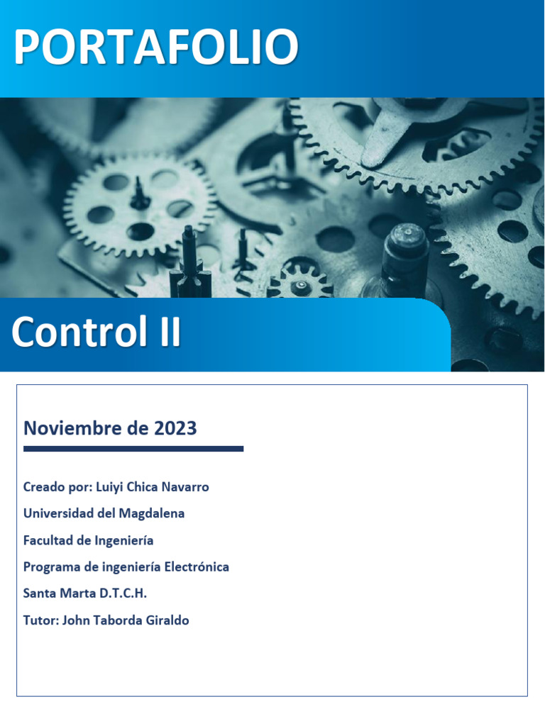 Avance Portafolio Control2 | PDF | Sistema de control | Realimentación