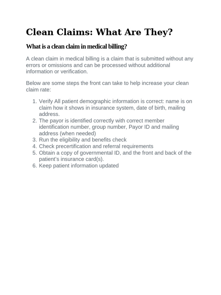 Understanding Clean Claims in Medical Billing | PDF