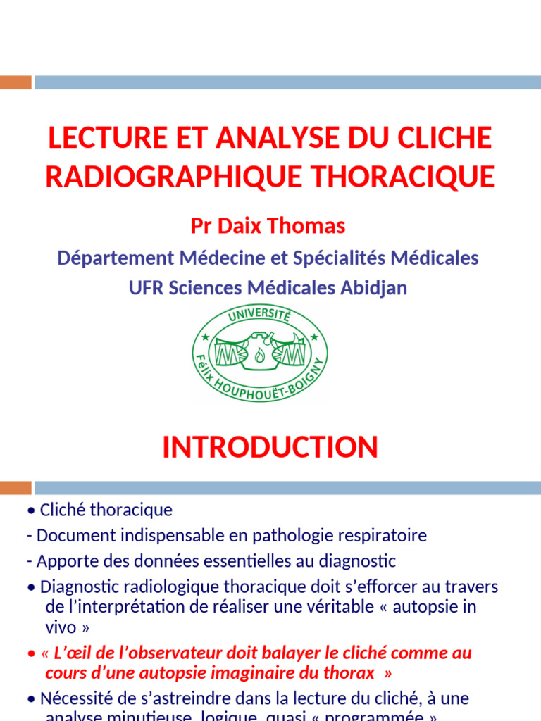 Analyse du cliché thoracique | PDF | Poumon | Radiographie