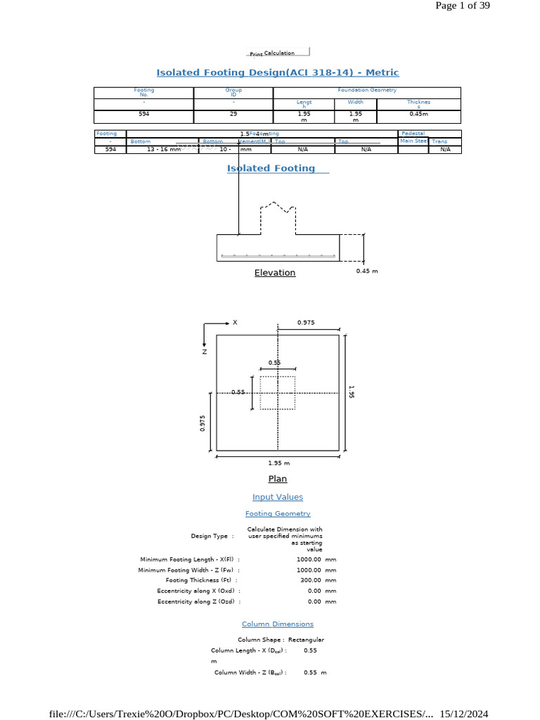 Footings Result | PDF | Structural Load | Civil Engineering