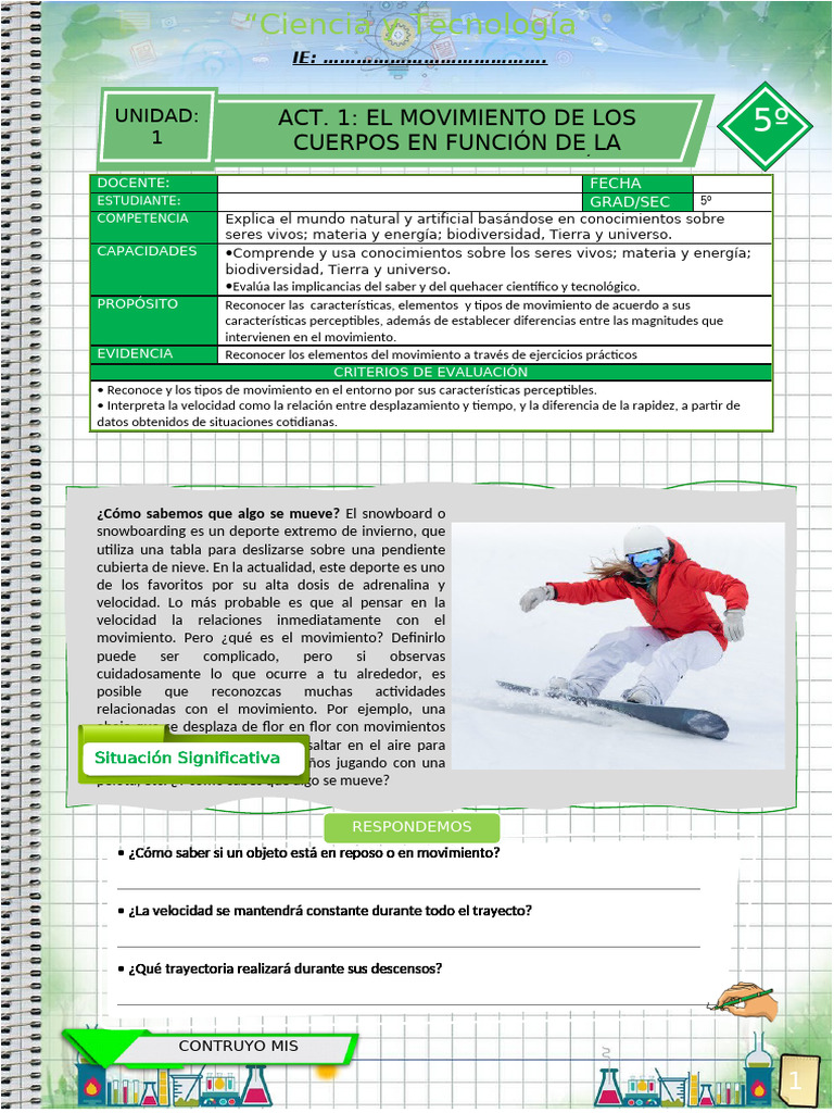 5º Act 1-Cyt-U2 | PDF | Velocidad | Velocidad