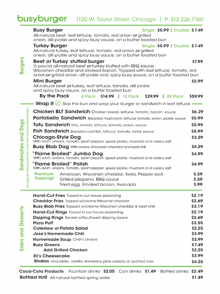 Busy Burger Menu | PDF