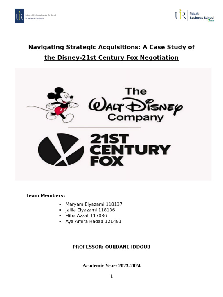 Disney's Strategic Fox Acquisition Analysis | PDF | 21st Century Fox ...