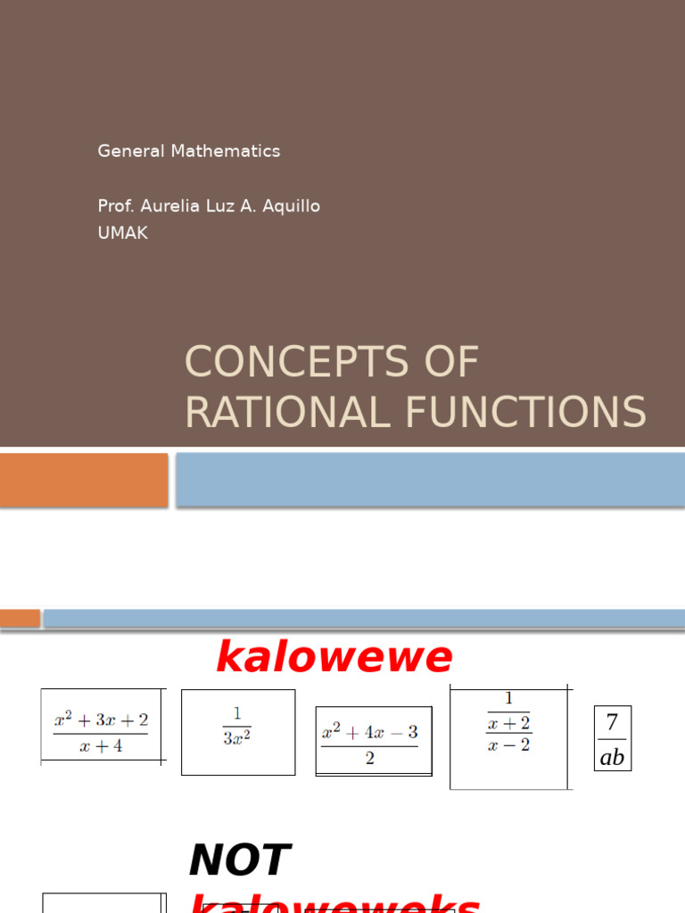 Concepts of Rational Functions - No Background Colors | PDF | Equations ...