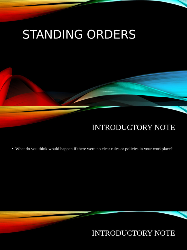 Understanding Standing Orders in Employment | PDF | Standing (Law) | Appeal