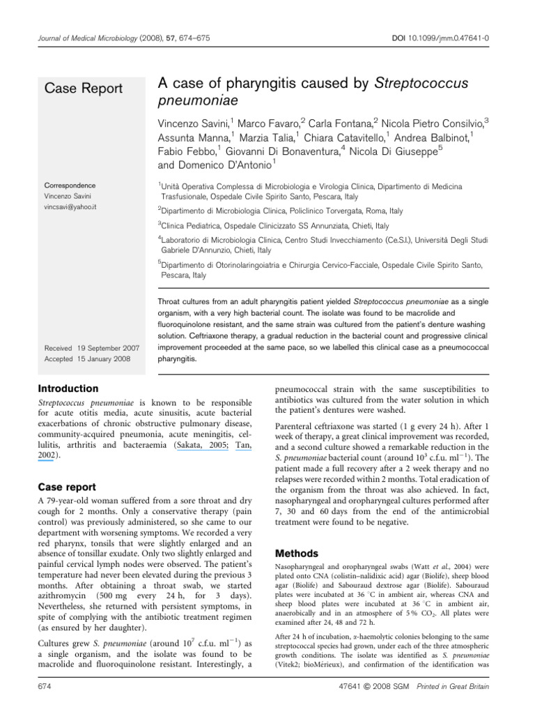 A Case of Pharyngitis Caused by Streptoc | PDF | Pneumonia ...