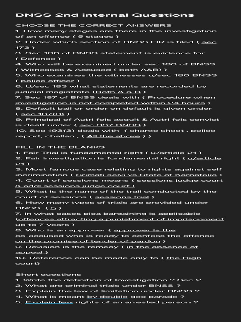 BNSS Internals - Sem 5 | PDF