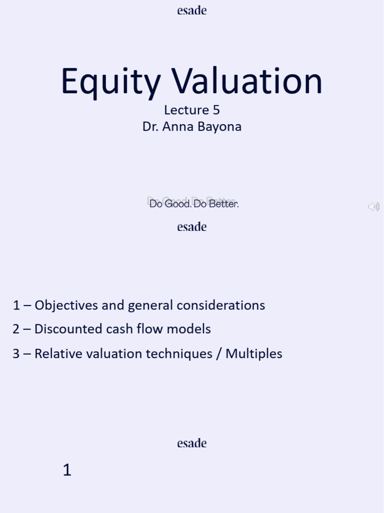 Investments Lecture Equity Valuation | PDF | Valuation (Finance) | Discounted Cash Flow