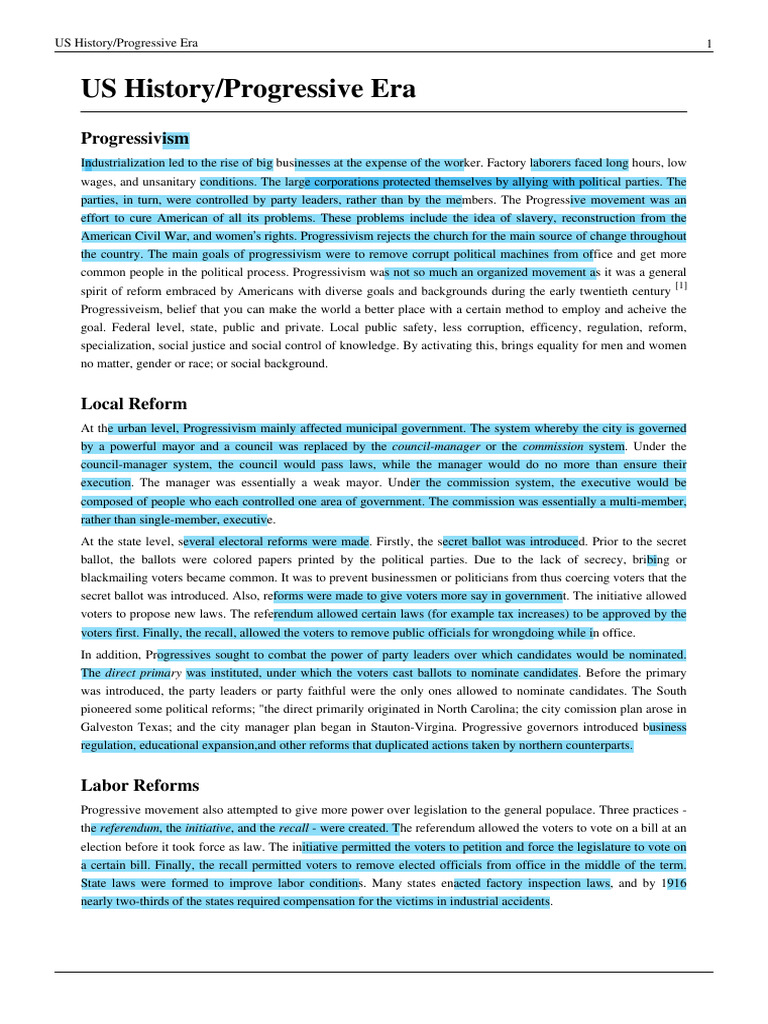 US-History_Progressive-Era sem2 | PDF | William Howard Taft ...