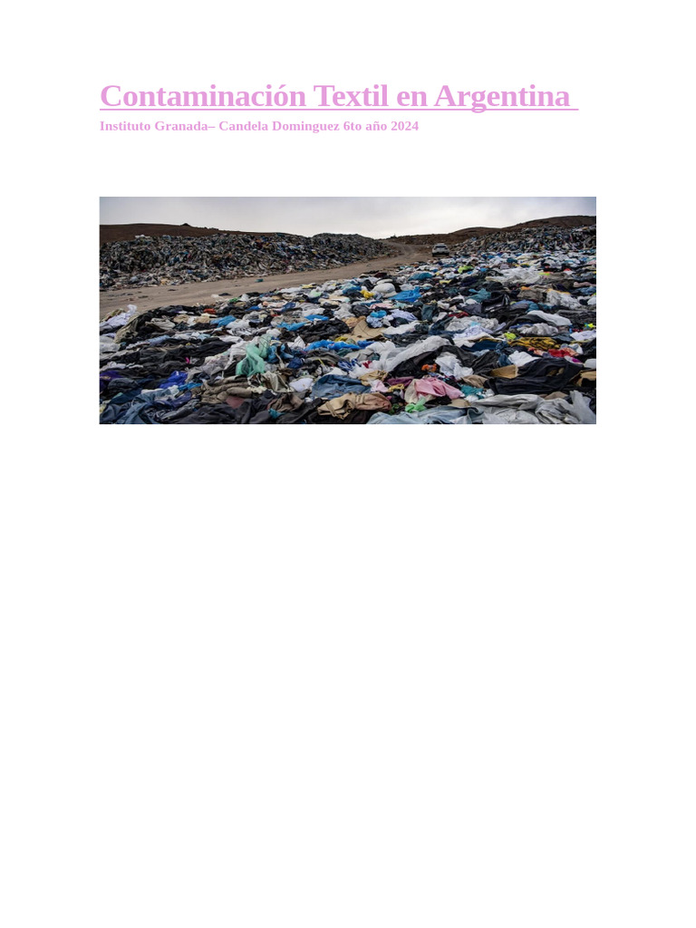 Contaminación Textil en Argentina | PDF | Textiles | Reciclaje