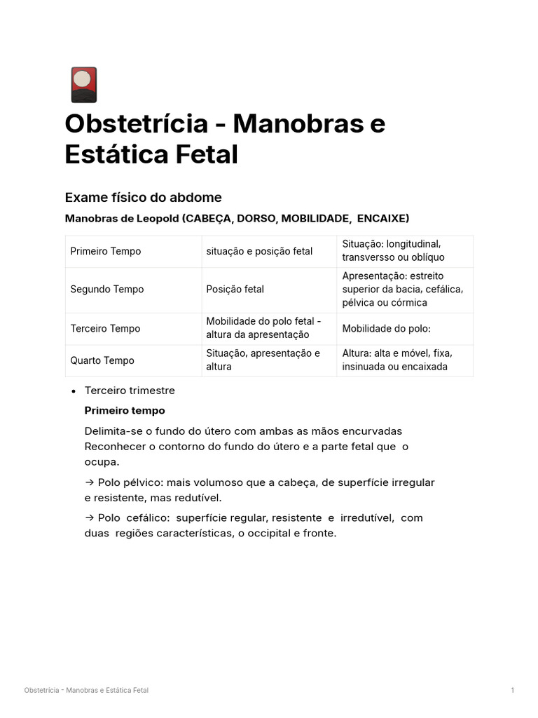 Manobras e Estética Fetal | PDF | Pélvis