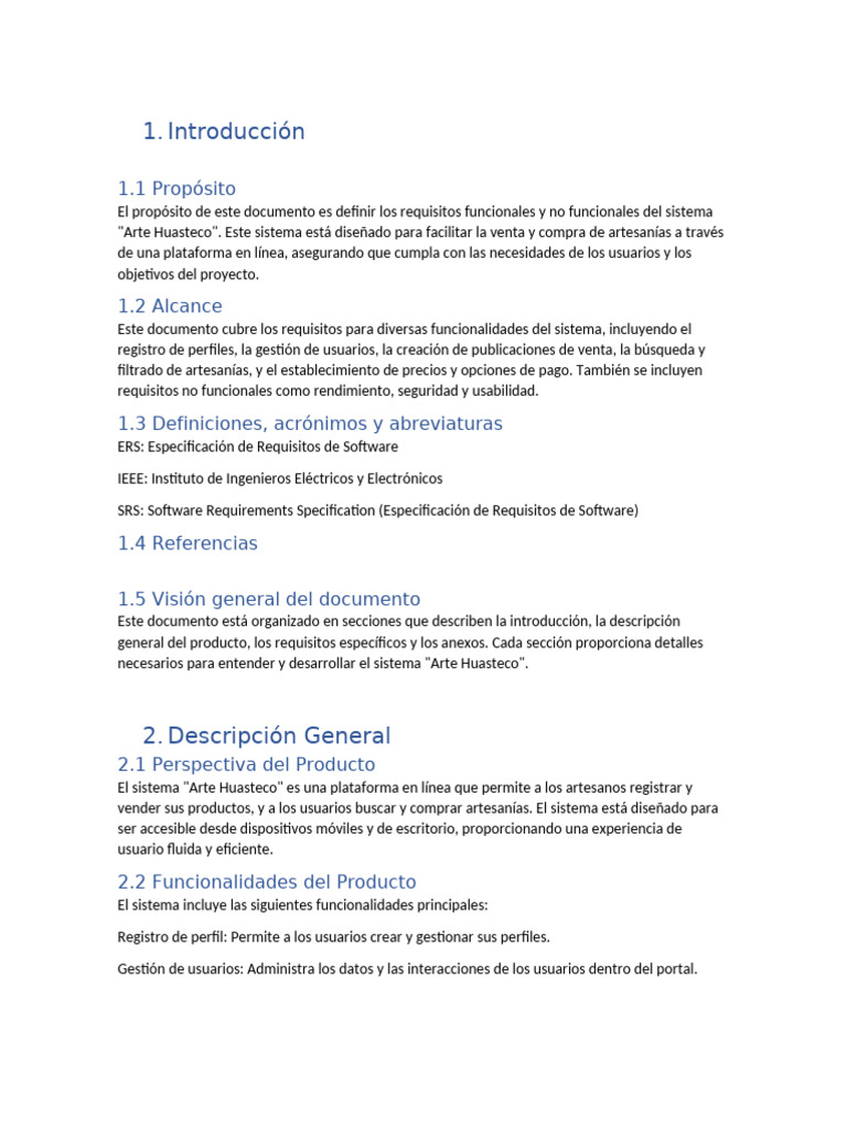 Especificacion de Requisitos Software (ERS) segun estandar IEEE | PDF ...