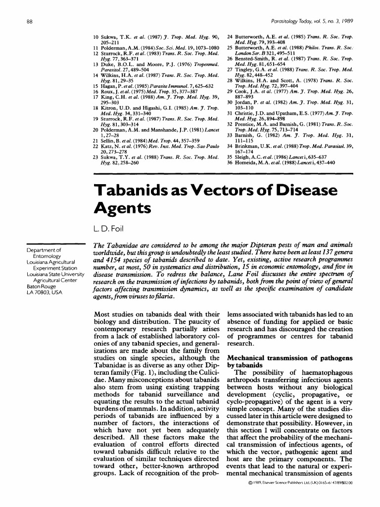 Foil - 1989 Parasitol Today | PDF | Infection | Pathogen