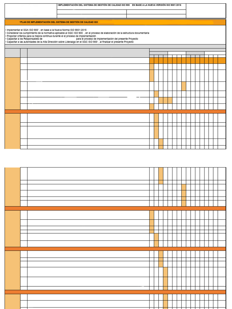 Implementacion Iso. DIAGRAMA de GANTT | PDF | Calidad (comercial) | Iso ...