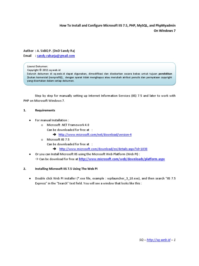 How To Install and Configure Microsoft IIS 7.5, PHP, MySQL, and PHP My Admin | PDF | Php ...