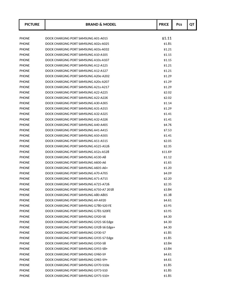 Copia Di CHARGING Order List | PDF | Mobile Phones | Smart Devices