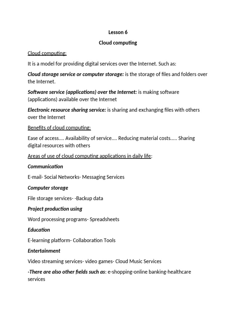 Lesson 6 Prep1 Revision | PDF | Cloud Computing | Internet