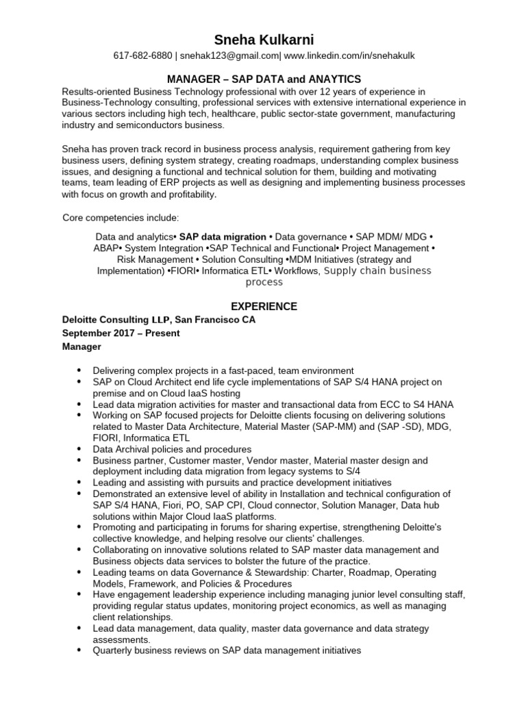Sneha Kulkarni Resume Data | PDF | Business Process | Cloud Computing